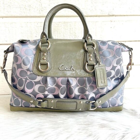 Coach | Bags | Coach Grey Patent Signature Leather Ashley Madison ...